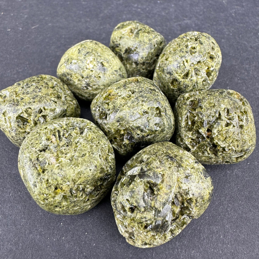Epidote tumbled stone